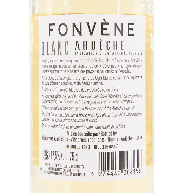 Igp ardeche blanc 2022 crd 75cl fonvene ardeche bvs Mixte FONVENE à